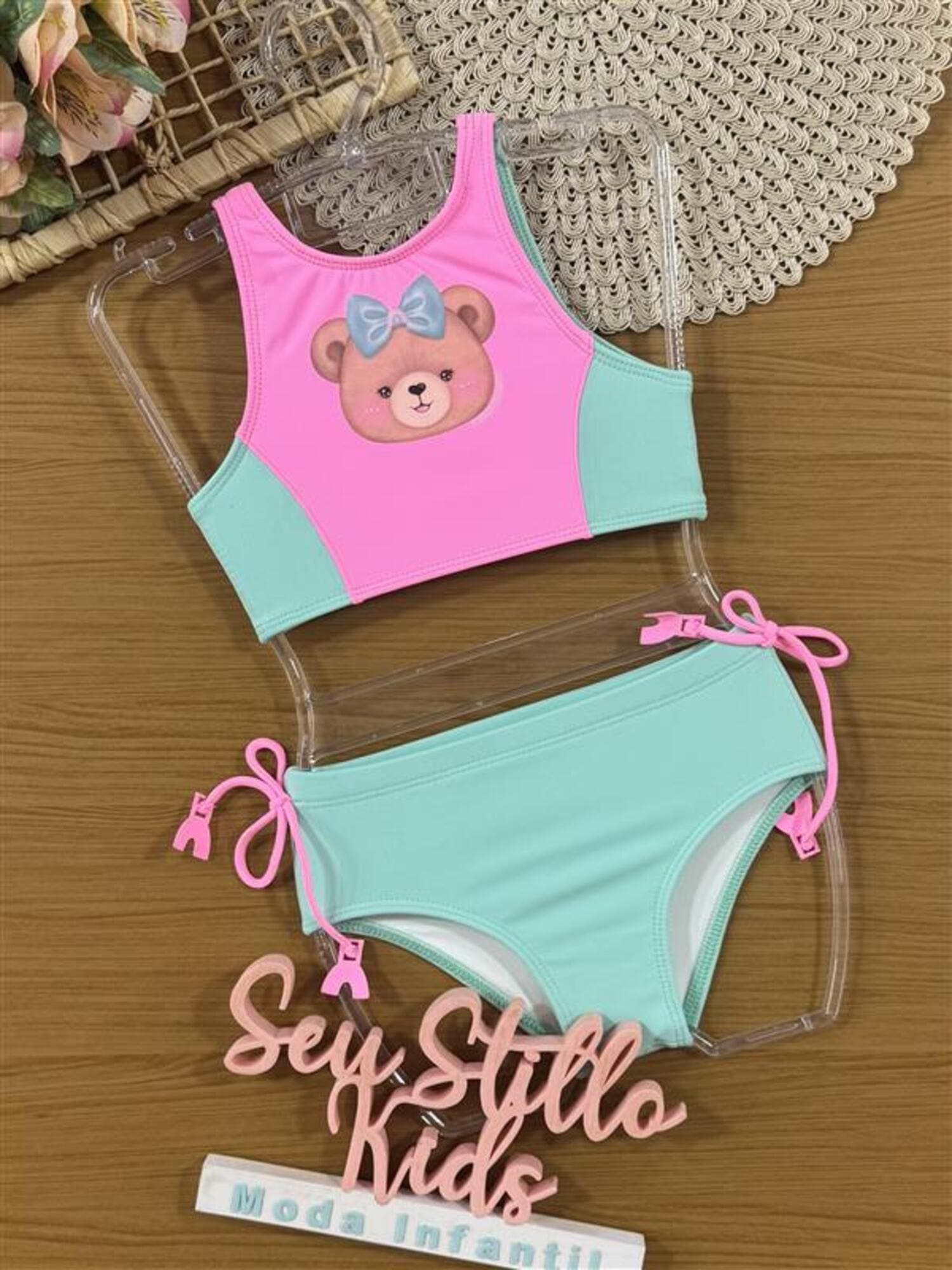 Biquíni Infantil Kukiê Verão Verde Ursinha – Seu Stillo Kids Moda Infantil